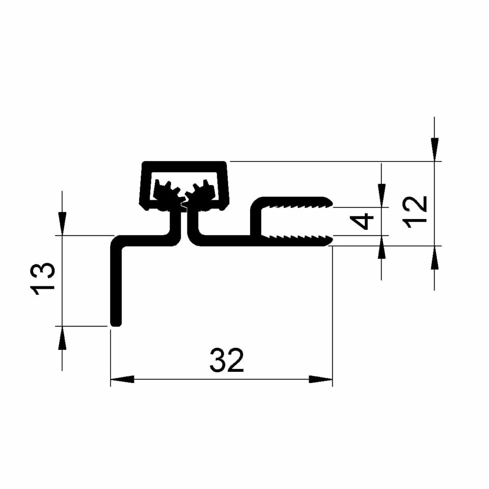 Hinge profile, angle, natural - Fogasystem